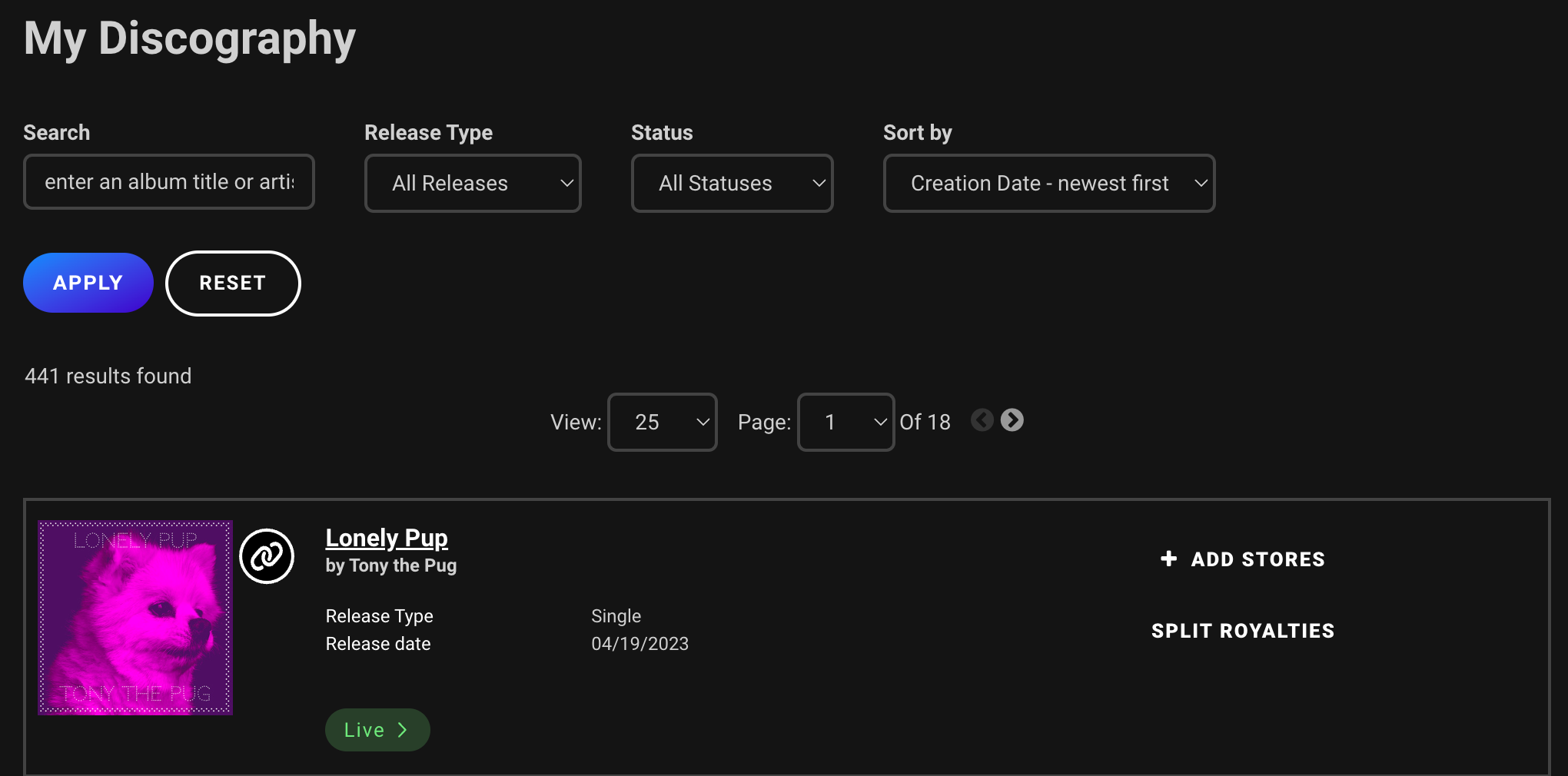 Release Tracker – TuneCore