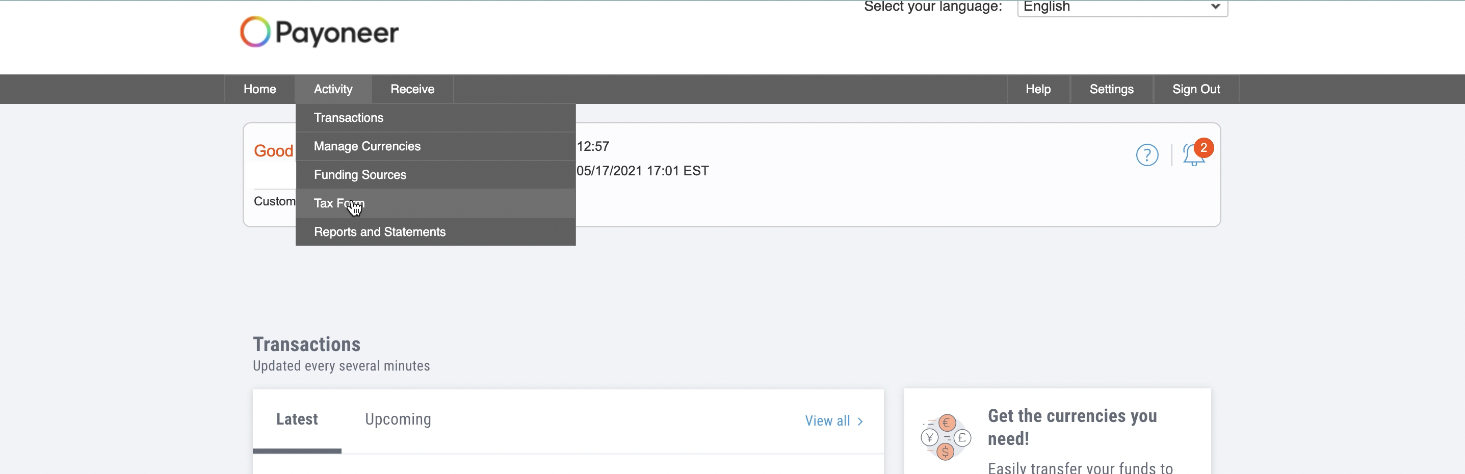 How Do I Submit My Tax Form to Payoneer? – TuneCore